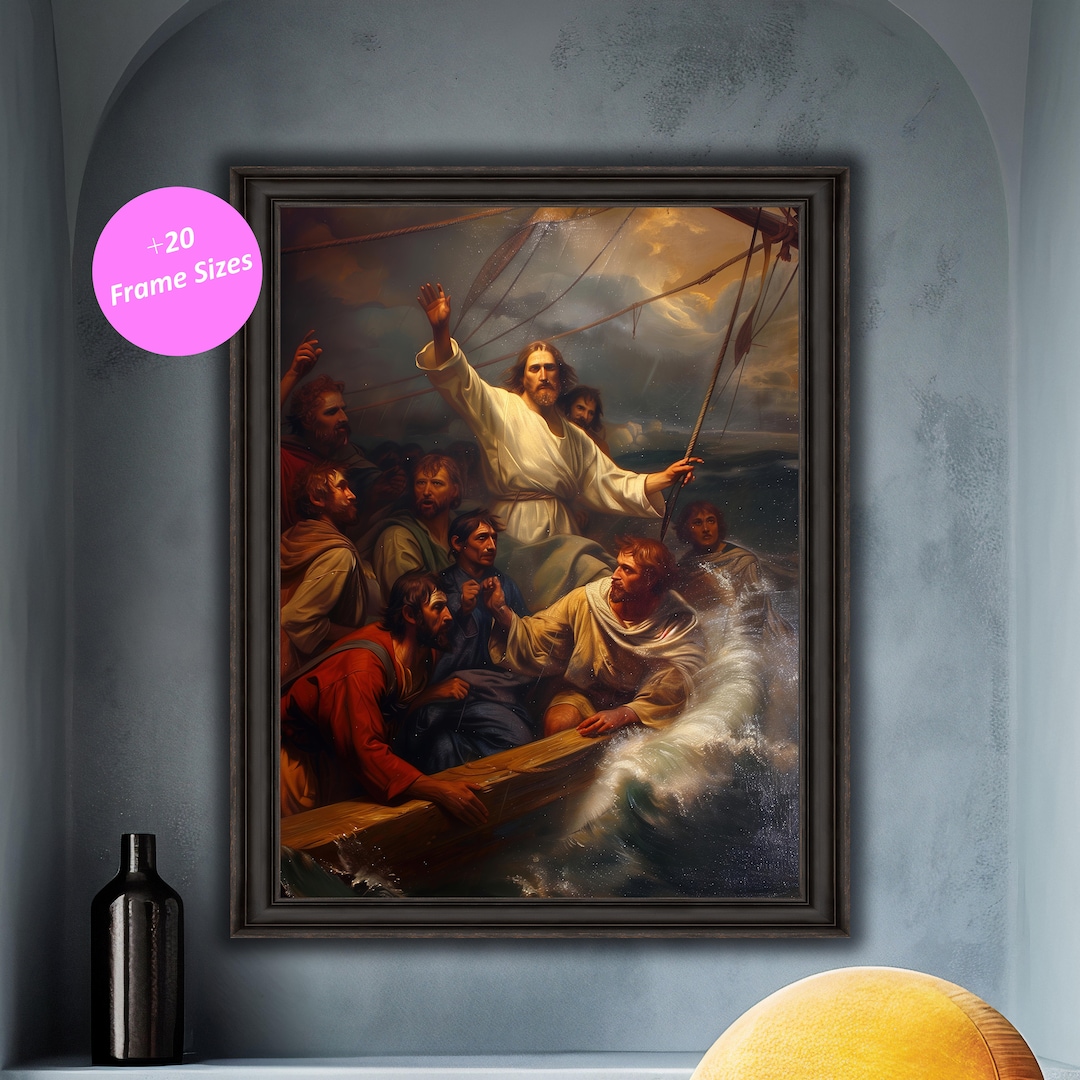 Jesus Calming the Storm Digital Art, Faith-based Wall Decor ...