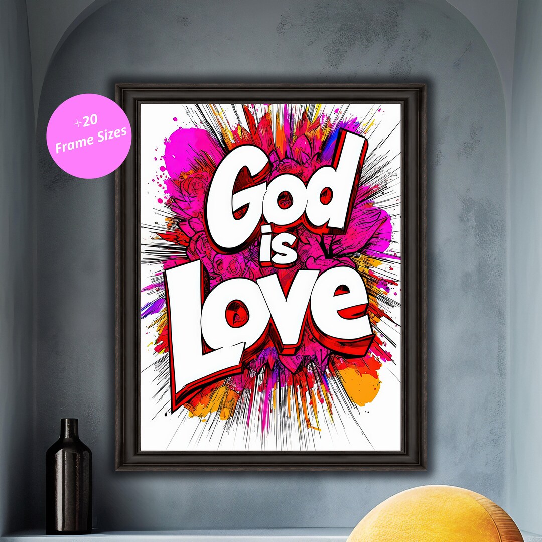 Inspirational God is Love Wall Art, Digital Download, Christian ...