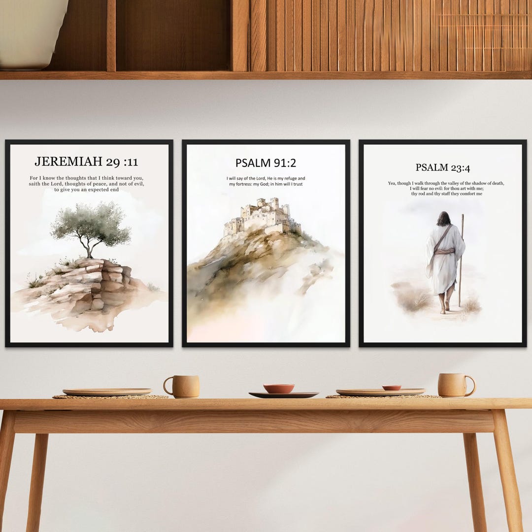 Watercolor Bible Verse Print Set: Christian Home Decor (digital ...