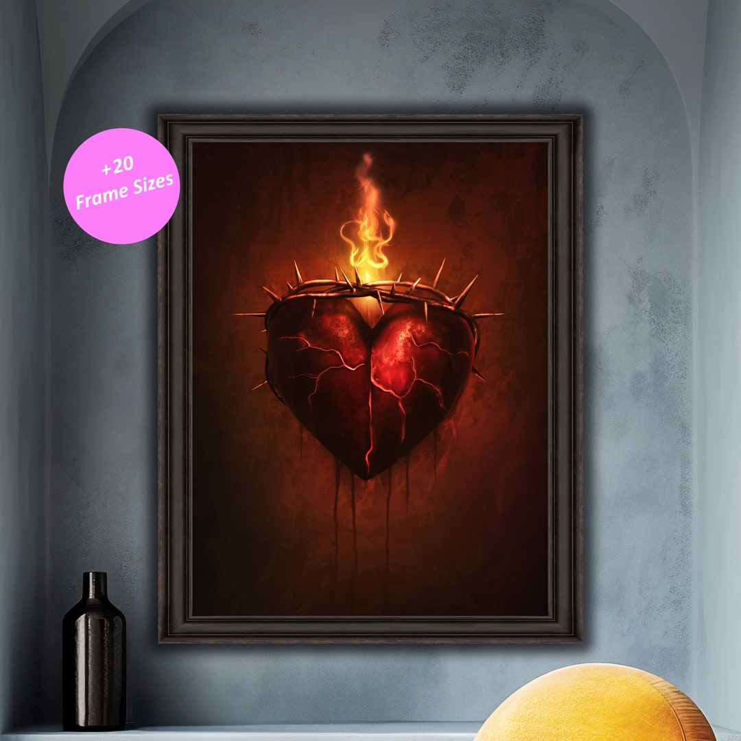 Lord's Sacrifice, Fiery Heart Digital Artwork, Jesus Illustration ...