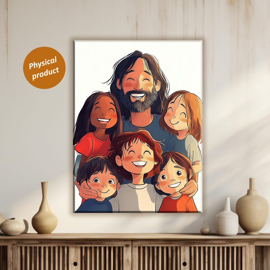 Jesus and Children, Custom Family Portrait Art, Personalized Drawing ...