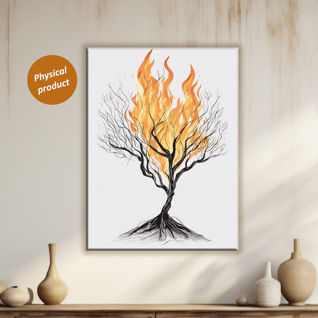 Moses and the Burning Bush Wall Art Fire Tree Biblical Wall Decor ...