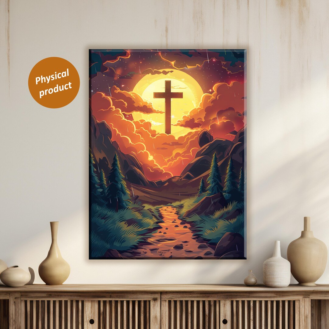 Cross Christian Art, Jesus Wall Decor, Religious Wall Art, Cross Home ...
