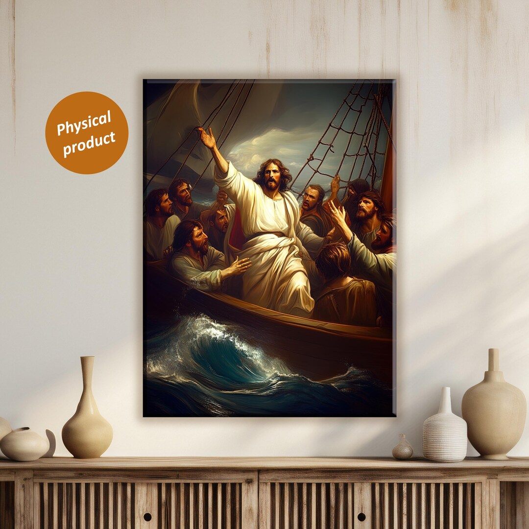 Canvas Art, Jesus Calming the Storm, Religious Wall Decor, Christian ...