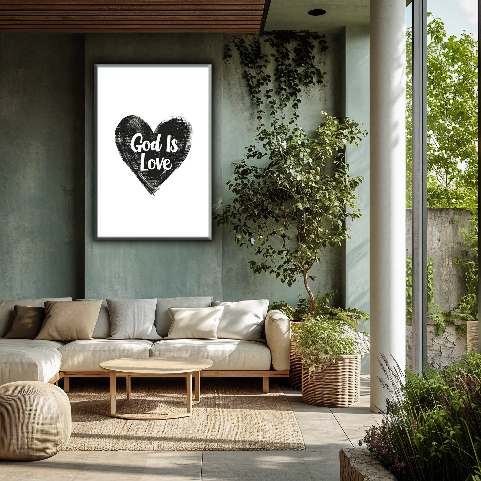 God is Love Wall Art Heart Shaped Print, Christian Home Decor ...
