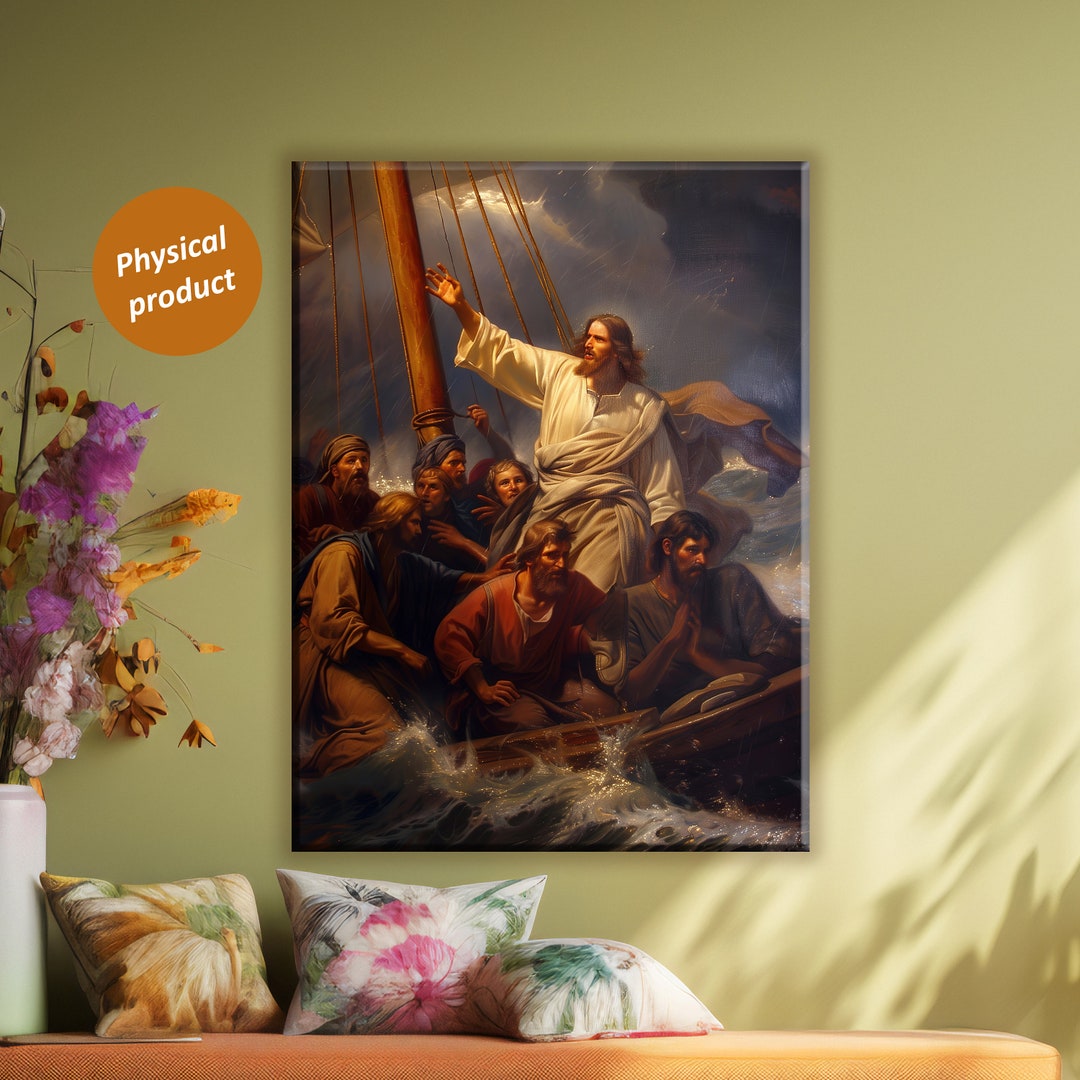 Jesus Asleep Storm Painting Jesus Calmed the Storm Art Jesus Calms ...