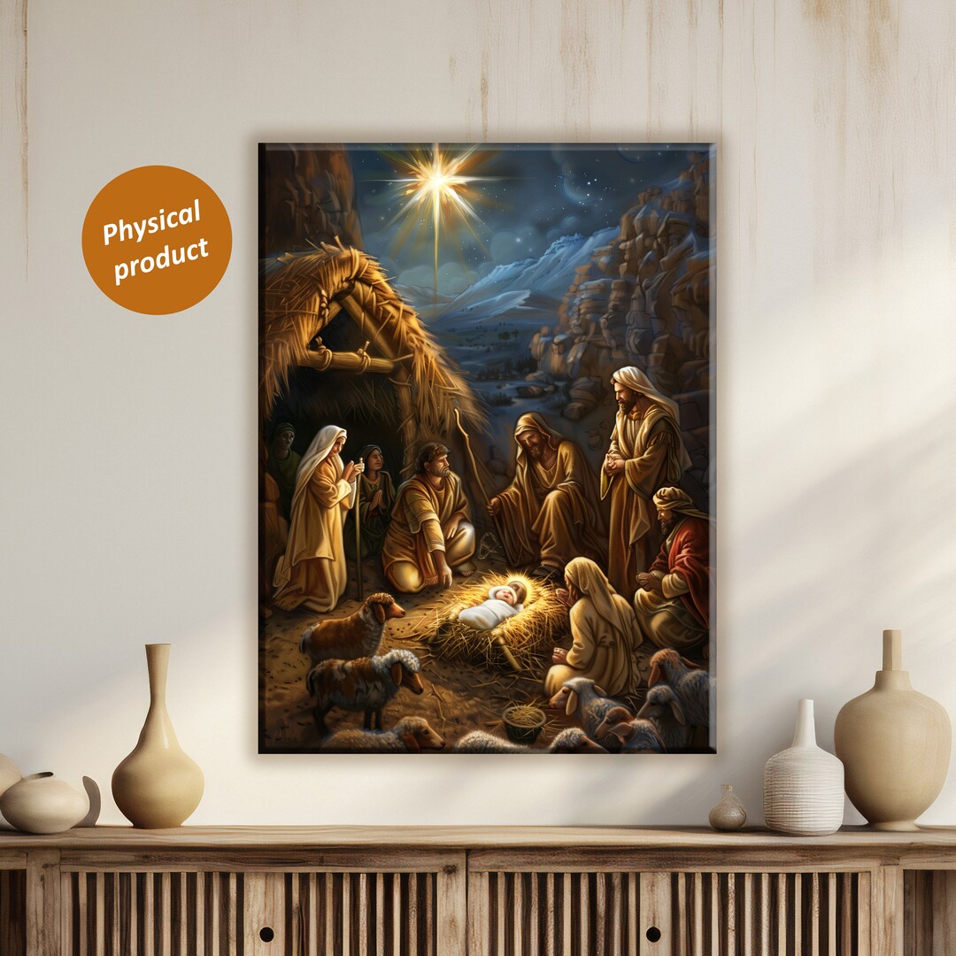 Christmas Nativity Scene Canvas Wall Art: Holy Family Decor - Etsy