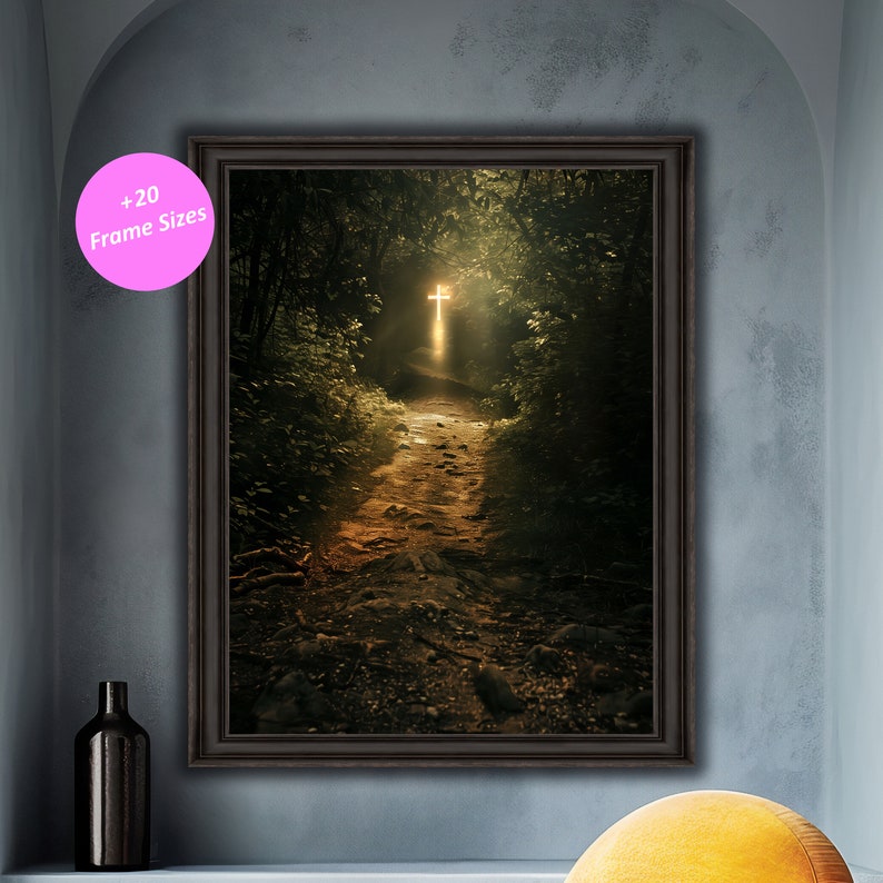 The Path to Cross Digital Print - Nature Spiritual Background, Woods ...