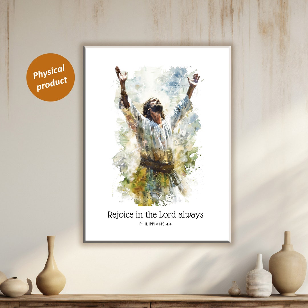 Rejoice in the Lord Wall Decor Philippians 4:4 Painting for Bible Verse ...