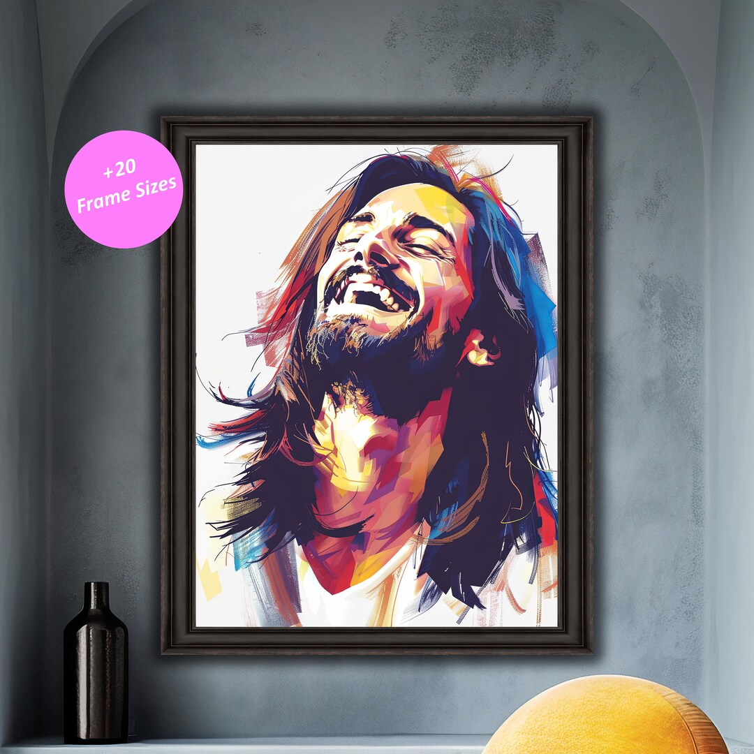 Joyful Jesus Christ Portrait: Expressive Christian Home Decor (digital ...