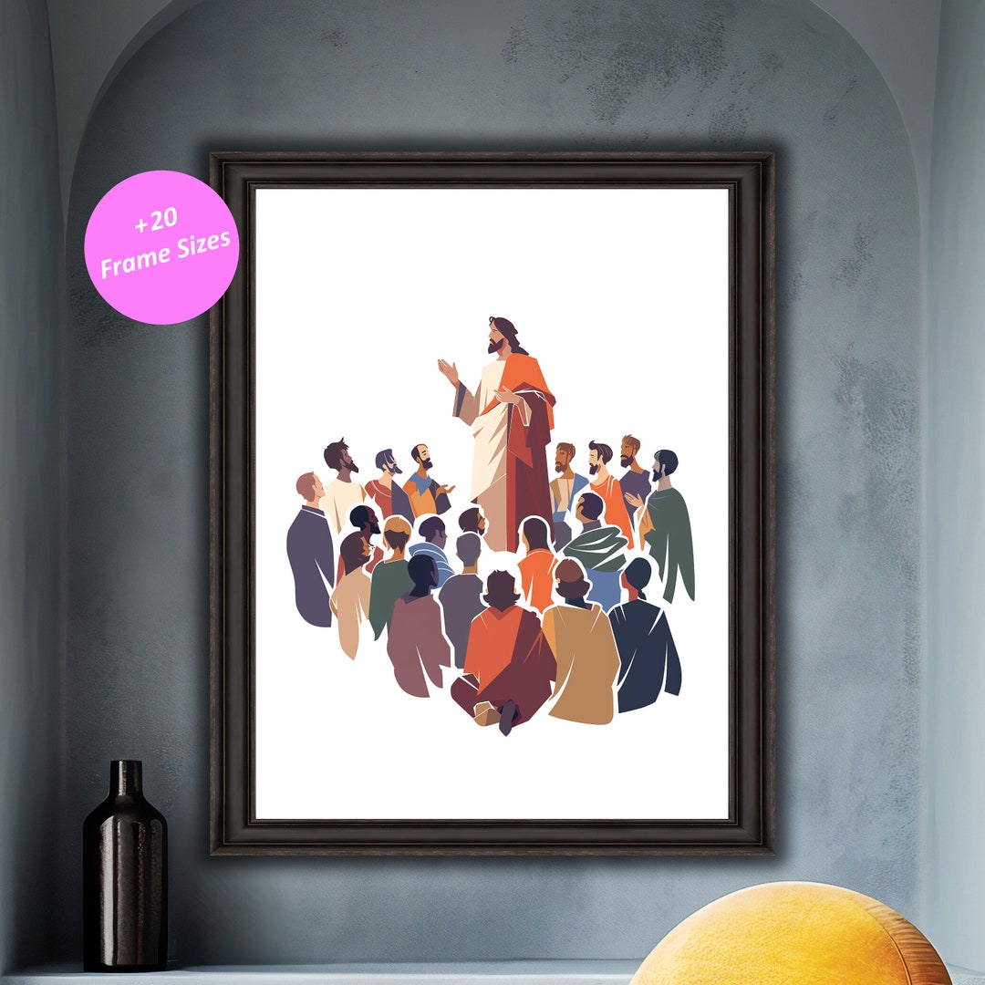 Jesus Preaching Digital Art, Instant Download, Inspirational Christian ...