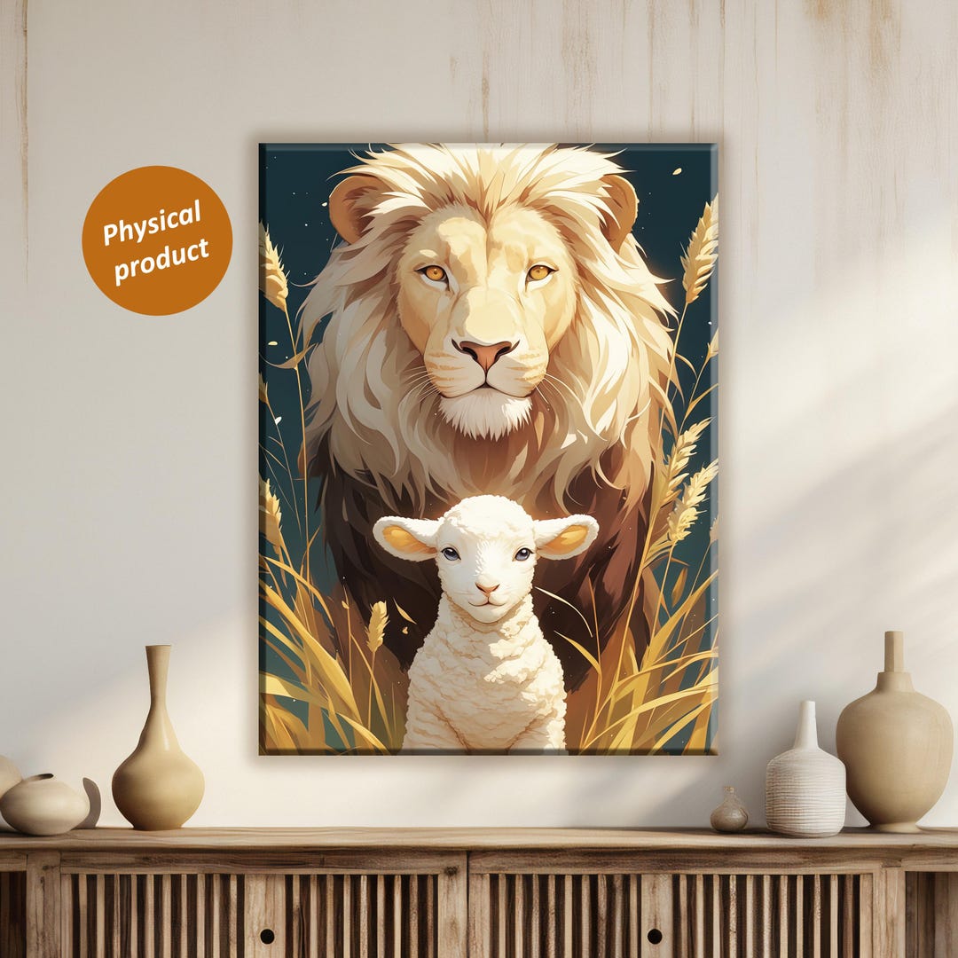 The Lion and the Lamb Wall Art, Lion and the Lamb Wall Decor, Wildlife ...