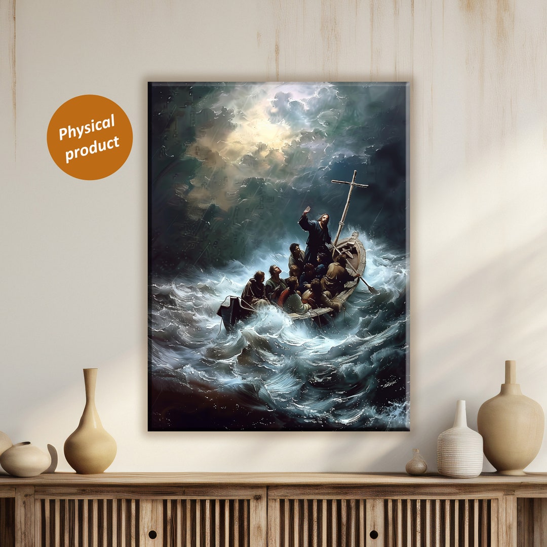 Jesus Calming the Storm Wall Decor Calms the Storm Christian Decor Man ...
