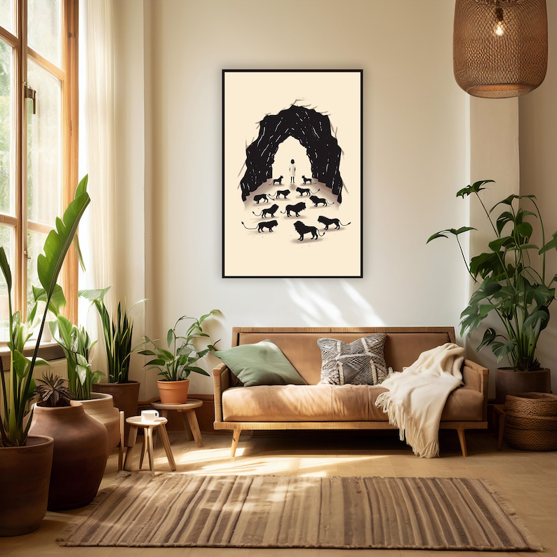 Daniel in the Lion's Den Art Print, Inspirational Biblical Wall Art ...