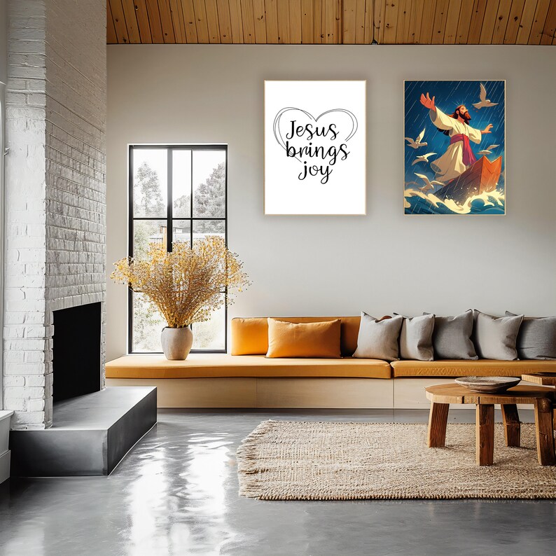 Inspirational Christian Wall Art Print, Jesus Brings Joy Digital ...