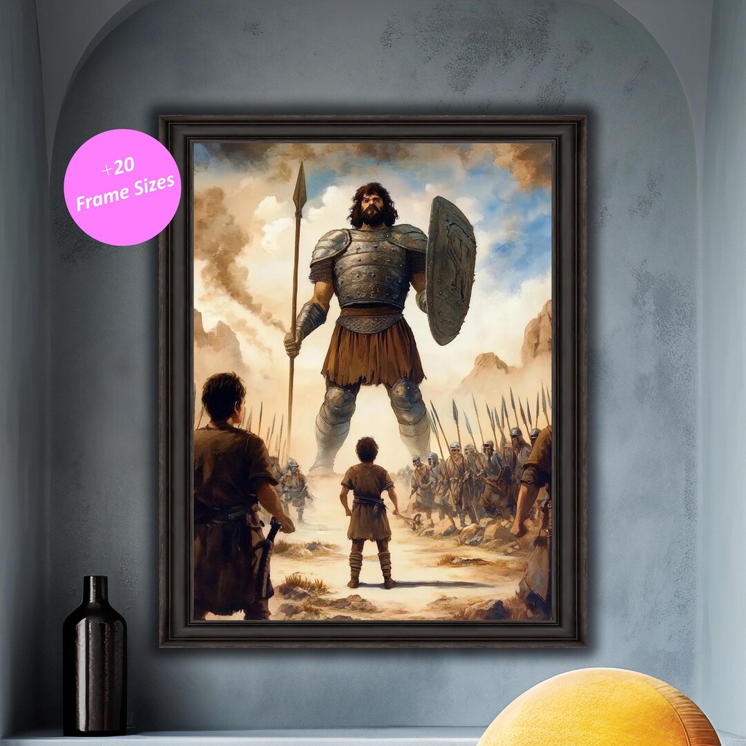 David and Goliath Art, Digital Download, Christian Wall Art, Bible ...