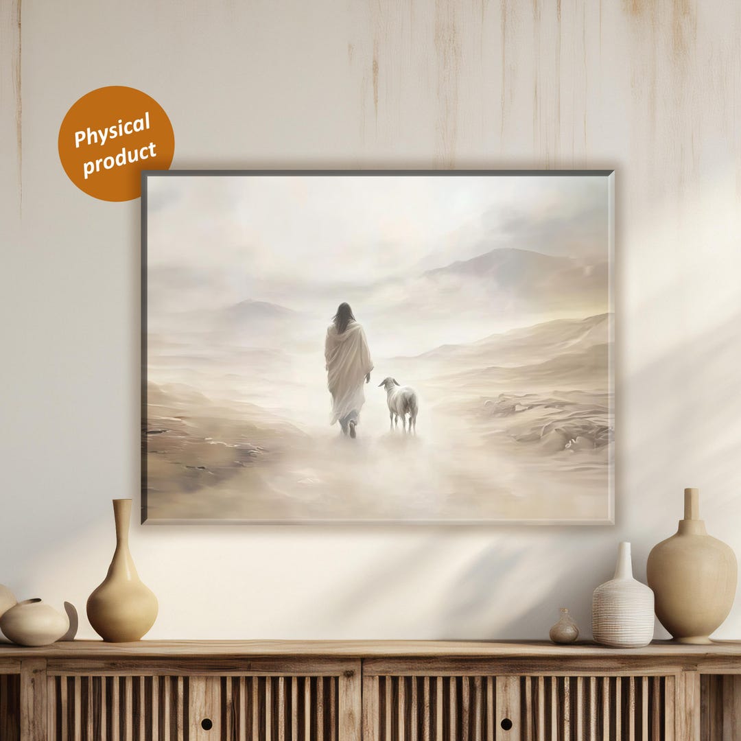 Wall Art, Jesus Chasing Lamb, Christ Will Save the Lamb, Christian Home ...