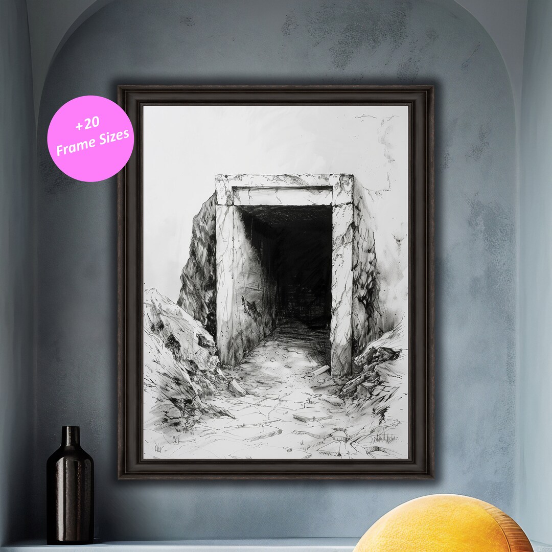 Jesus Resurrection Art, Empty Tomb Illustration, Modern Christian Wall ...