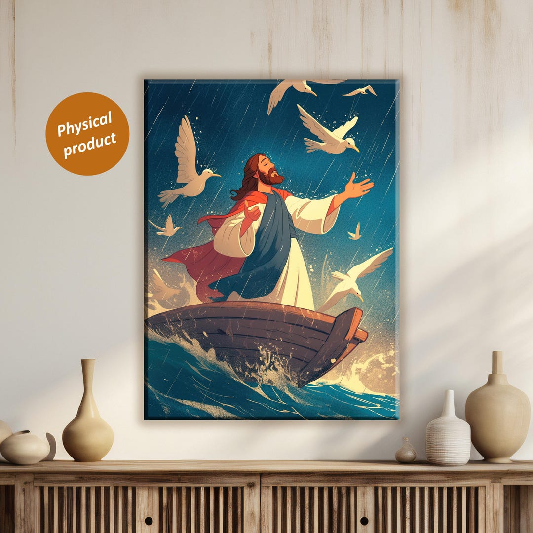 Wall Decor, Jesus Calming the Storm, Christian Poster Print, Faith ...