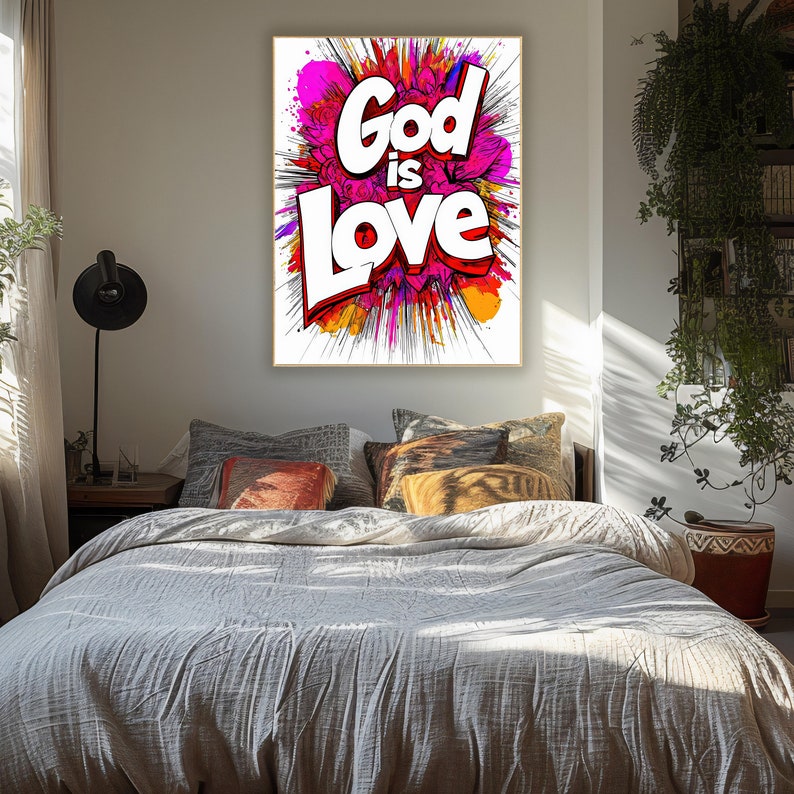 Inspirational God is Love Wall Art, Digital Download, Christian ...