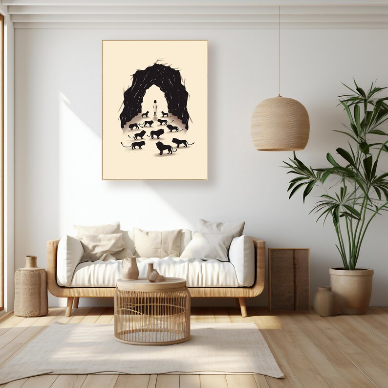 Daniel in the Lion's Den Art Print, Inspirational Biblical Wall Art ...