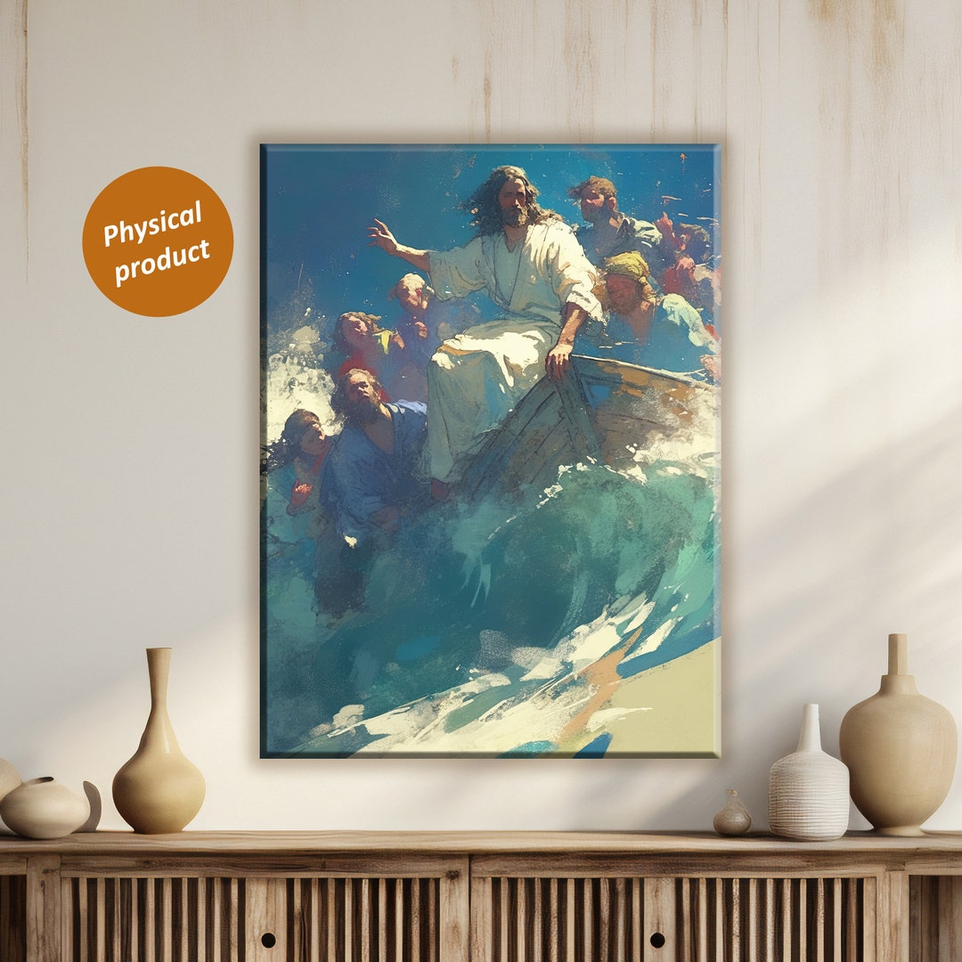 Jesus Calming Storm Canvas Art Jesus Calmed the Storm Wall Art ...