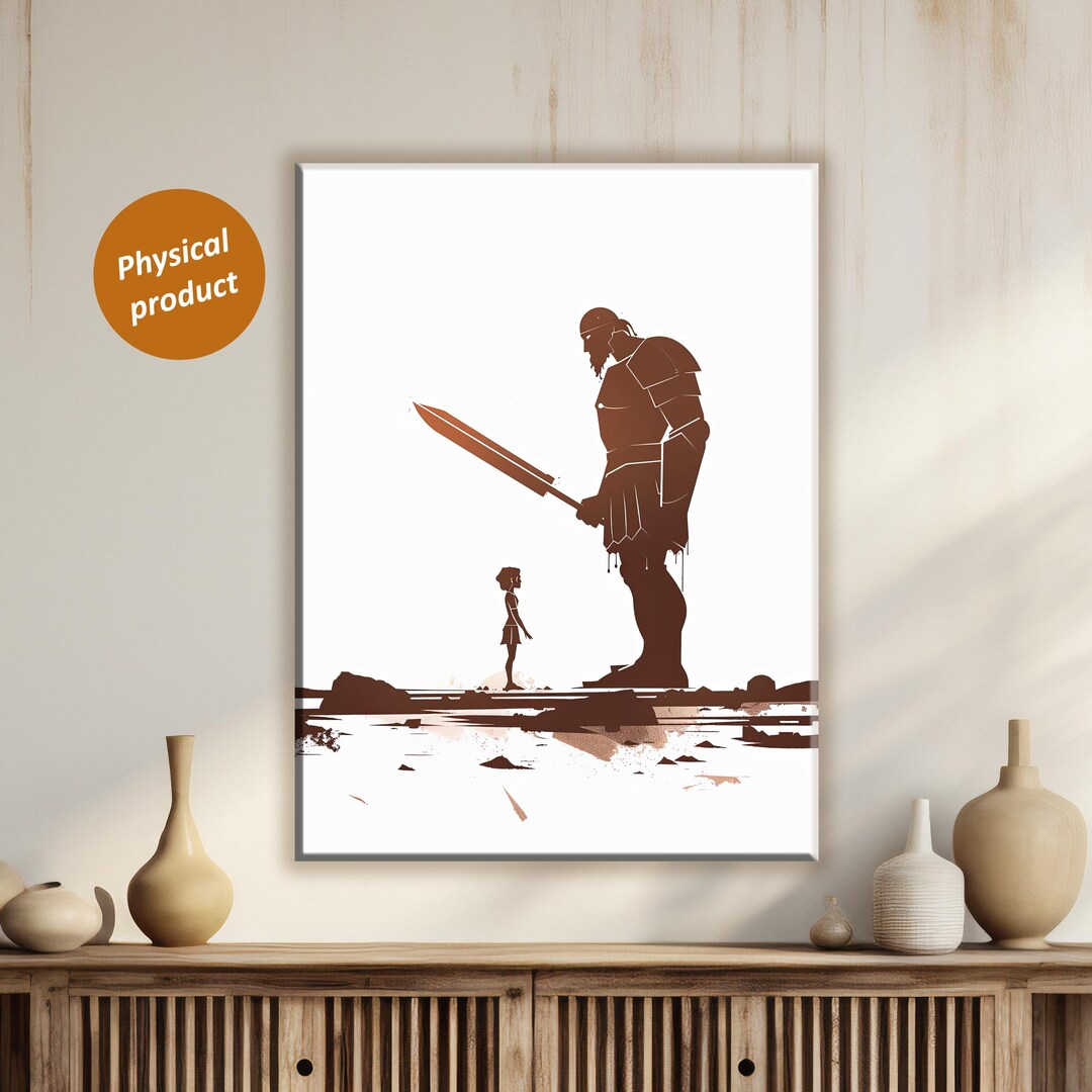 Goliath Vs David Canvas Print: Minimalist Biblical Wall Art - Etsy