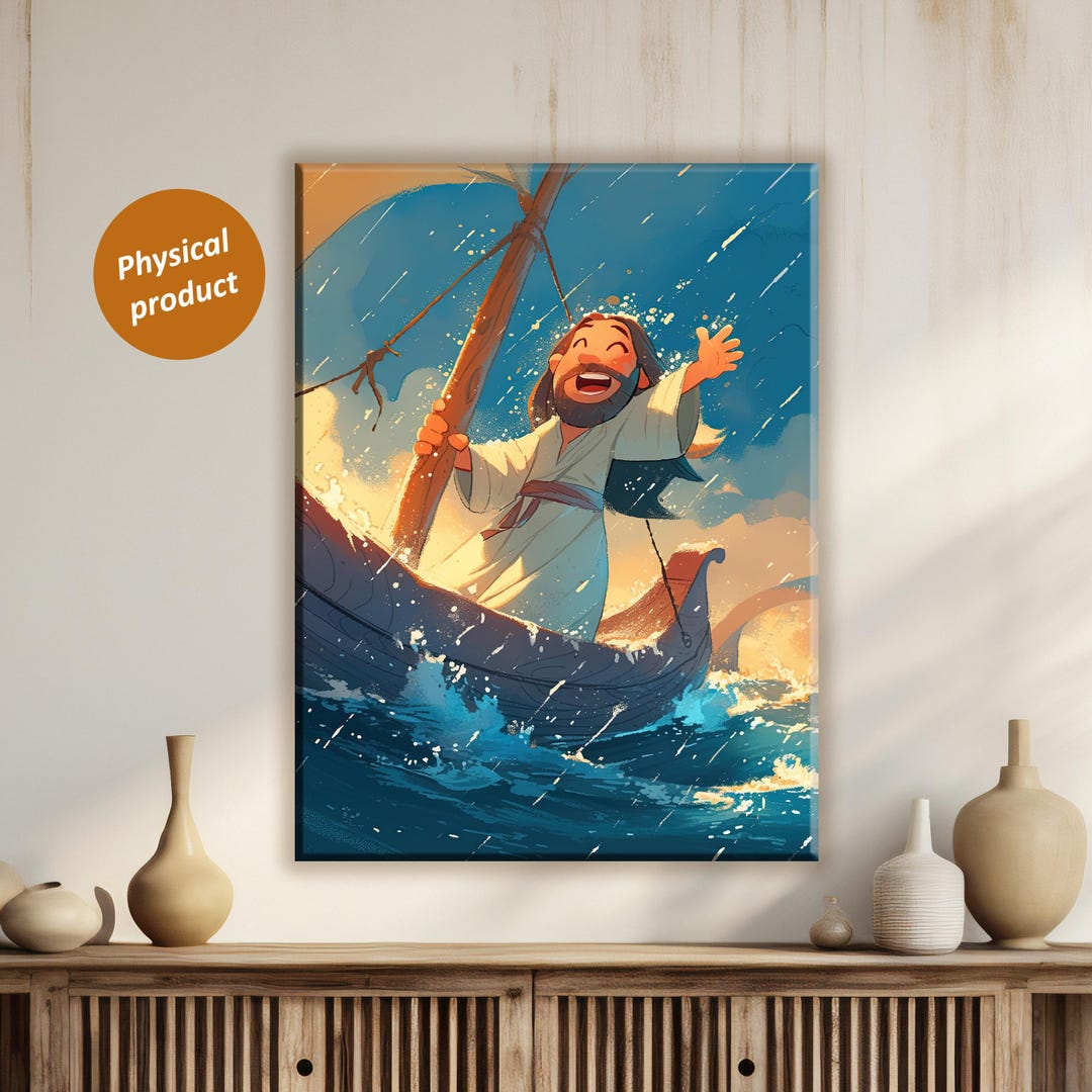 Jesus Calms Storm, Jesus Calming the Storm, Christian Wall Art, Digital ...