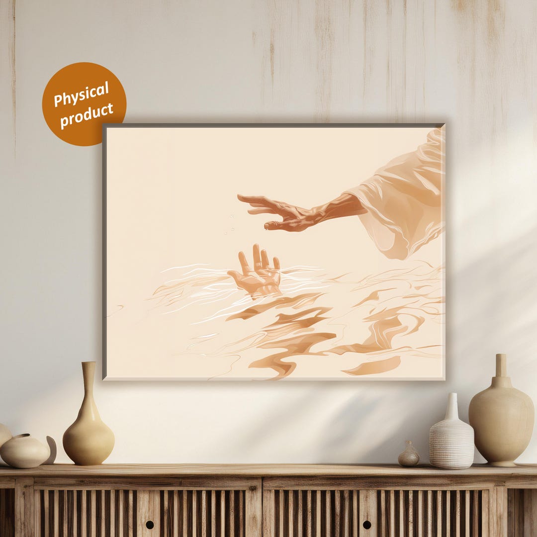 Jesus Hand Reaching Into Water, Bedroom Decor, Peter Painting, Jesus ...