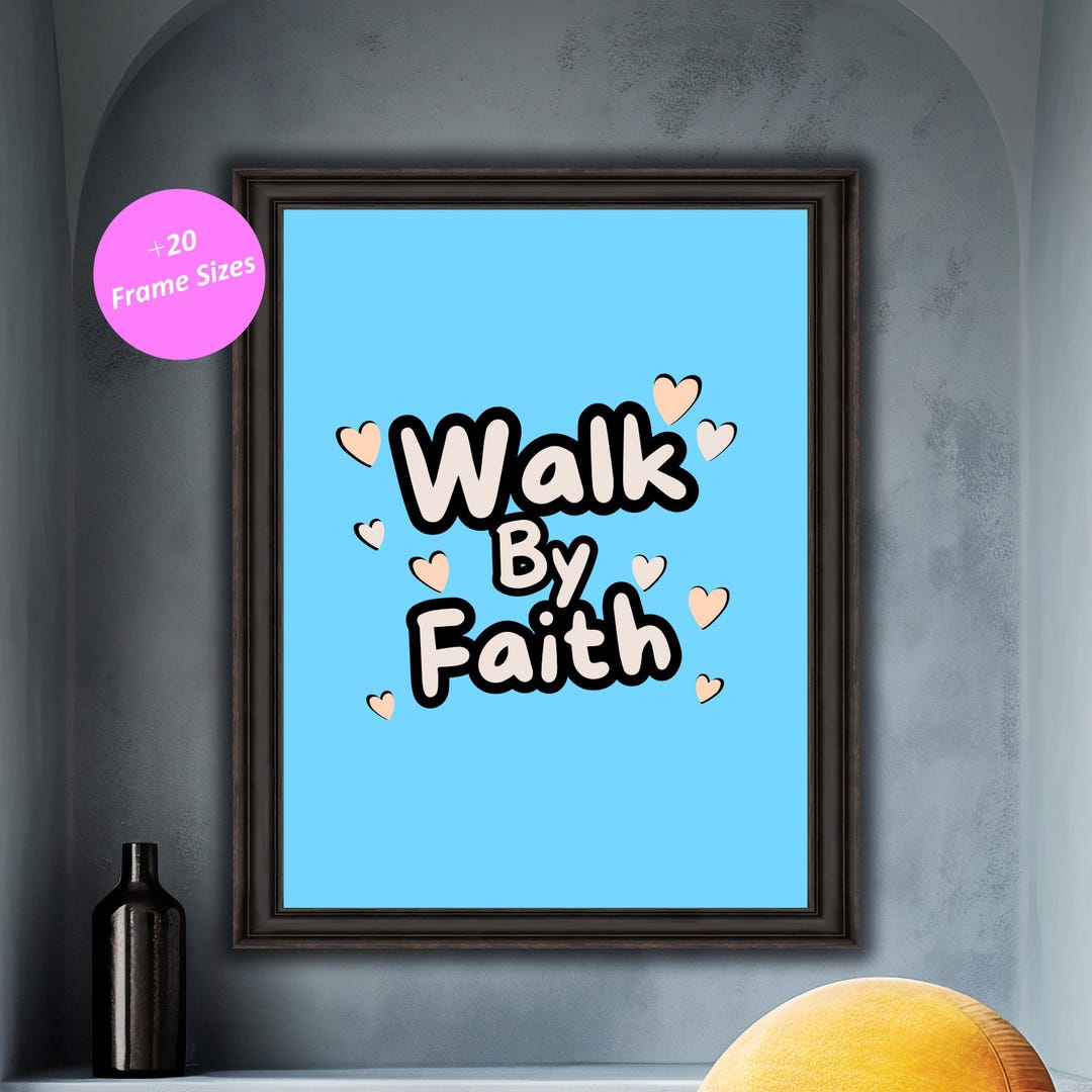 Walk by Faith Bible Verse Wall Art, Jesus Portrait Christian Prints ...
