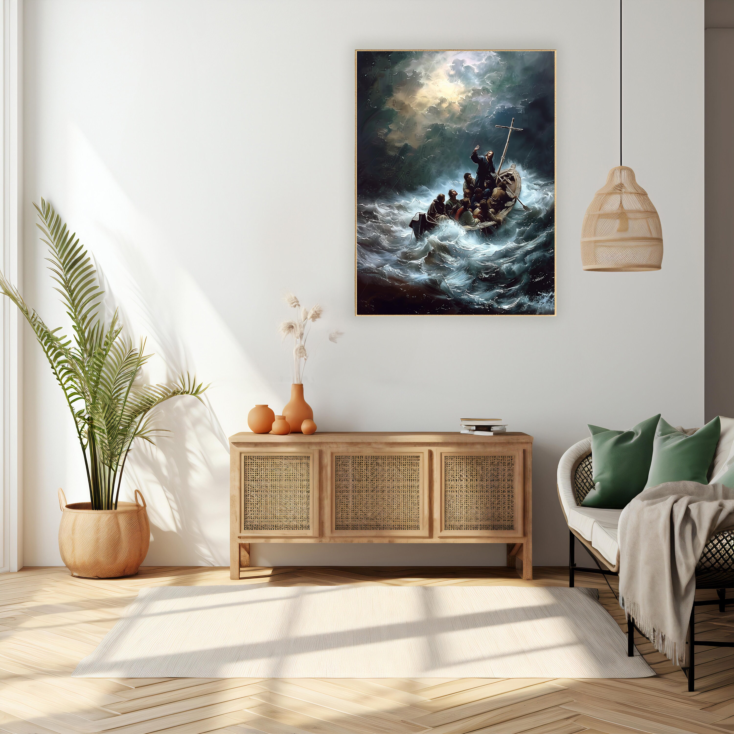Jesus Calming the Storm Print, Christian Scripture Art, Inspirational ...