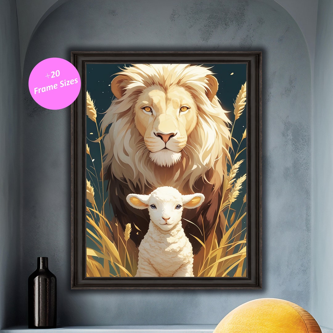 Lion and the Lamb Wall Decor, the Lion and the Lamb Wall Art, Wildlife ...