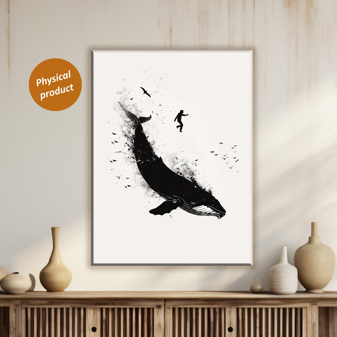 Jonah and Whale Painting for Living Room Decor Jonah and Big Fish Wall ...