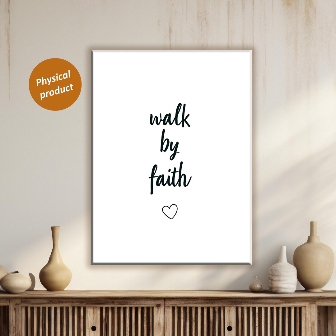 Walk by Faith Heart Design Printable, Inspirational Home Office Decor ...