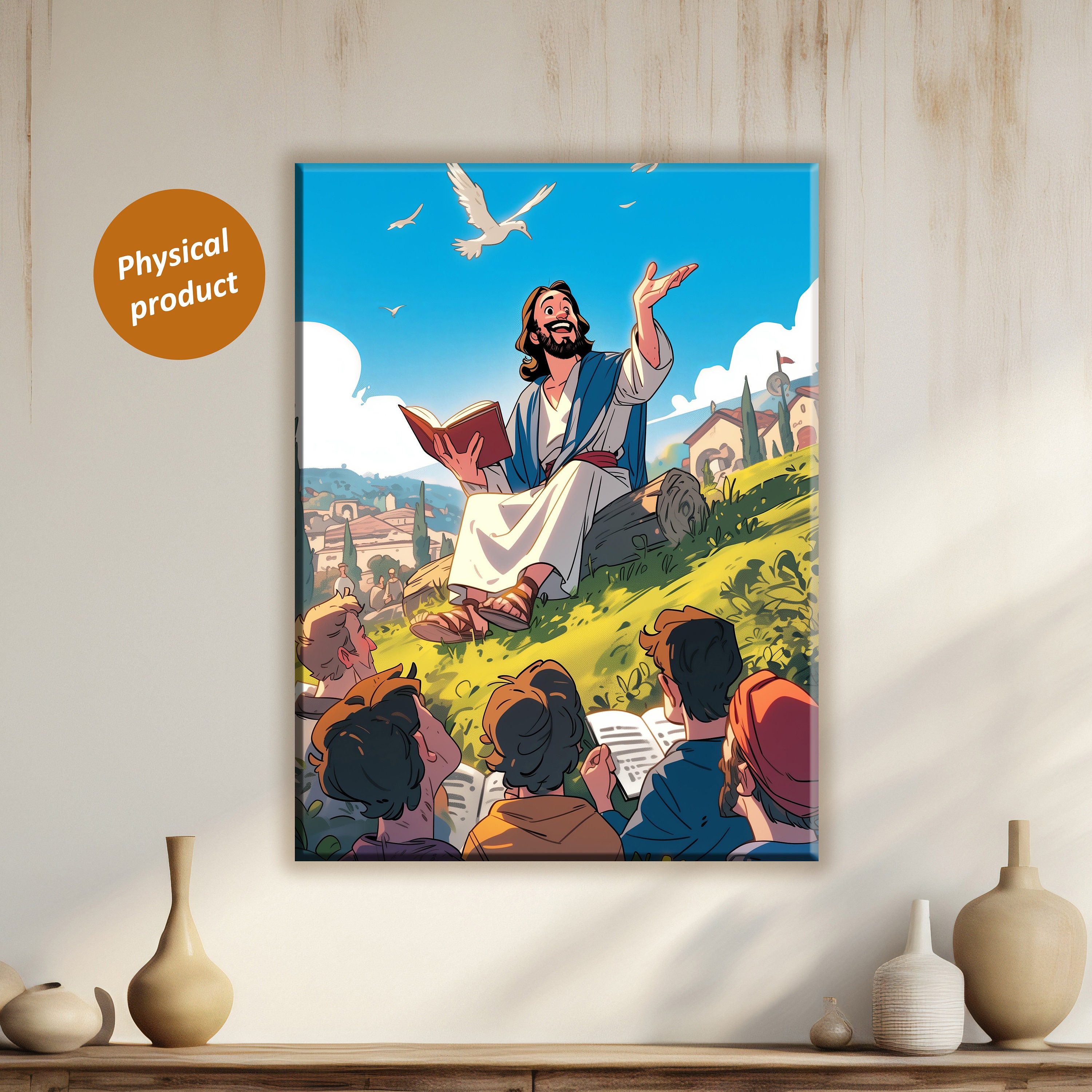 Jesus Teaching Wall Decor Jesus Watercolor Jesus Painting Christian ...