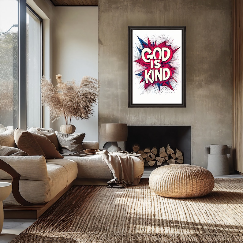 God is Kind Poster, Christian Quote Wall Art, Bible Quote Print ...