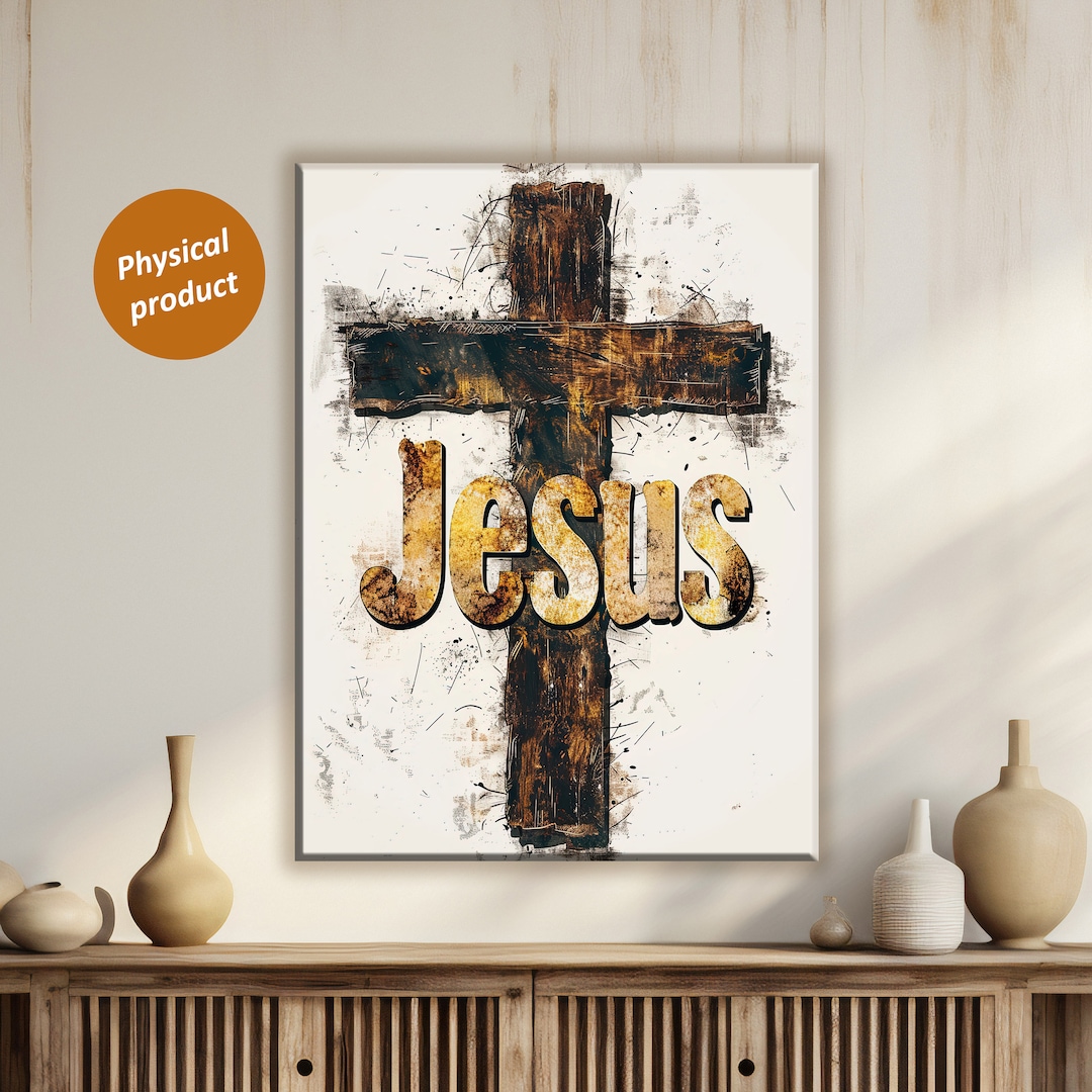 Jesus Cross Canvas Print: Christian Scripture Wall Art - Etsy