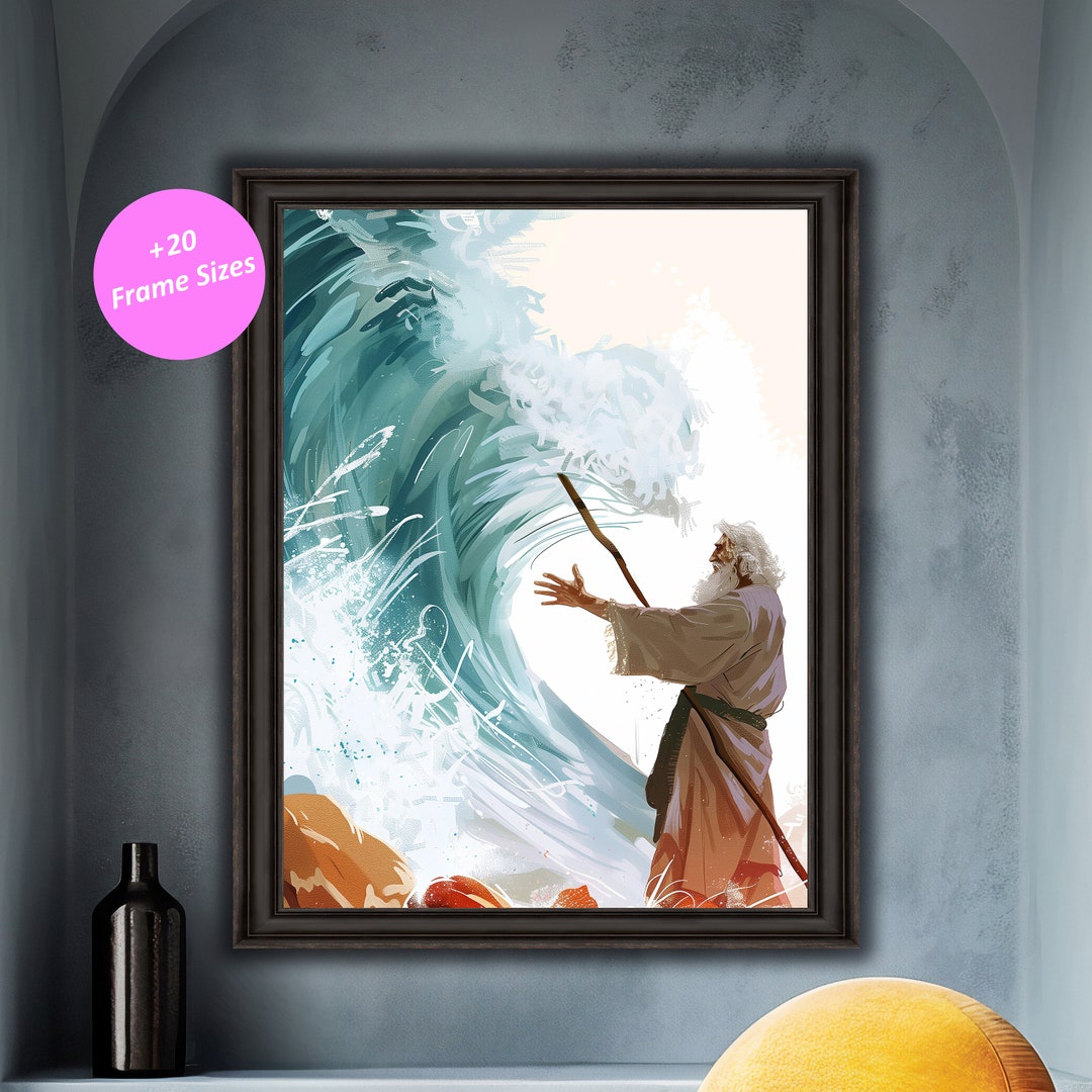 Moses Parting Sea Art Print: Biblical Wall Decor (digital Download) - Etsy