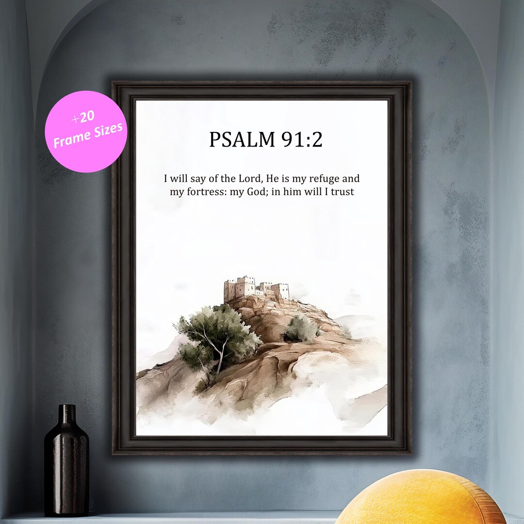 Psalm 91 Printable Bible Verse Wall Art, Inspirational Christian Decor ...