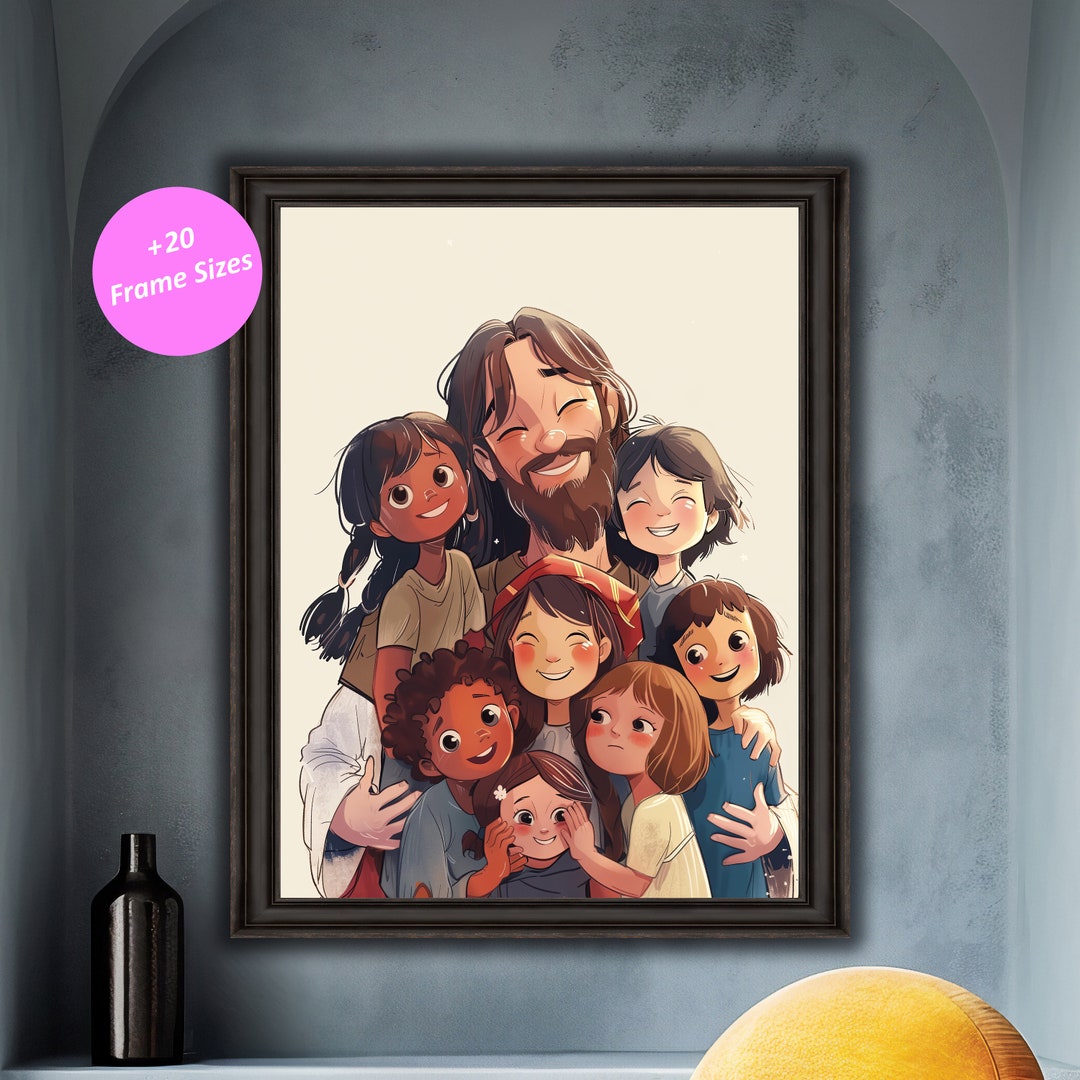Jesus and Children Digital Art, Inspirational Christian Nursery Art ...