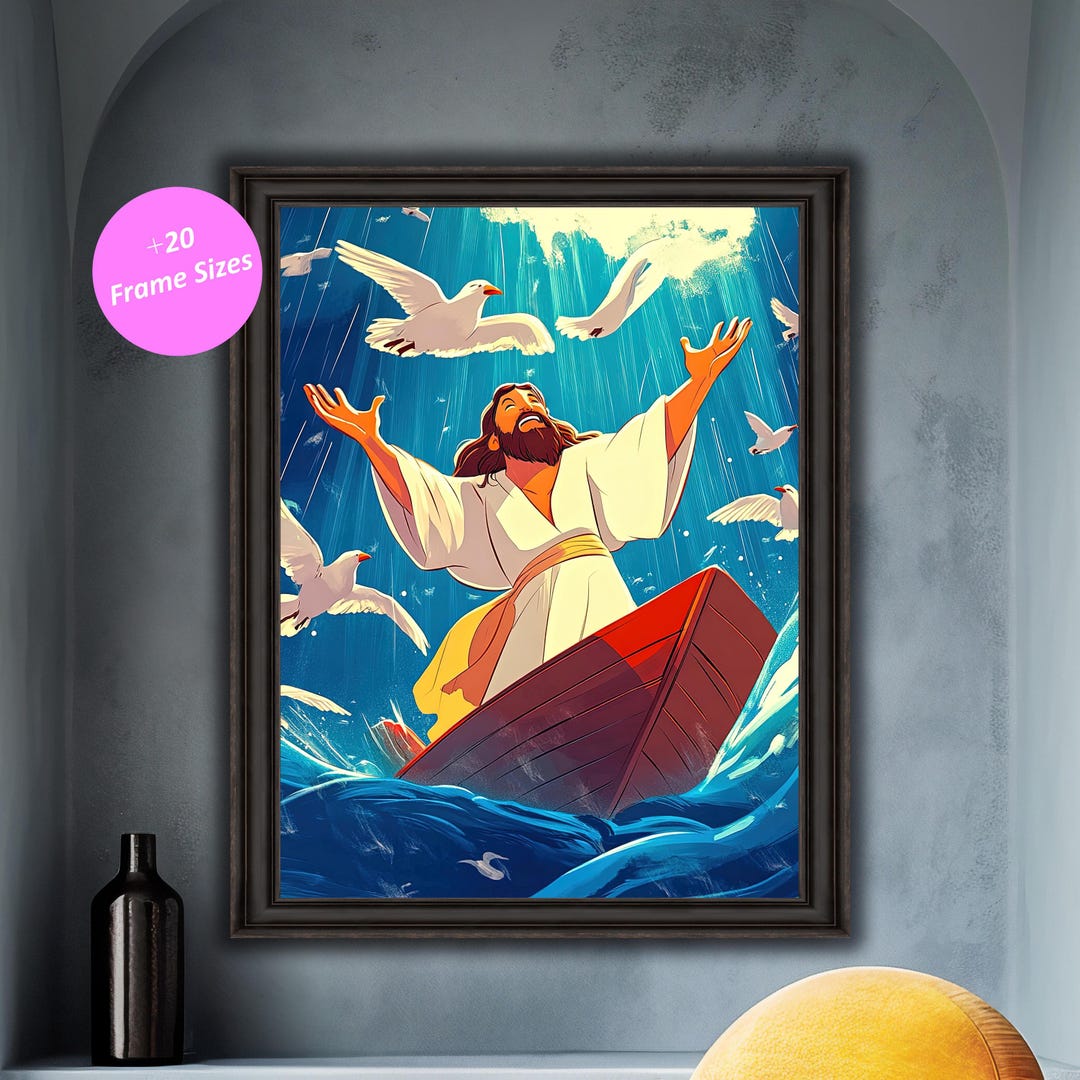Jesus Calms the Storm Art Print: Christian Bible Wall Decor (digital ...