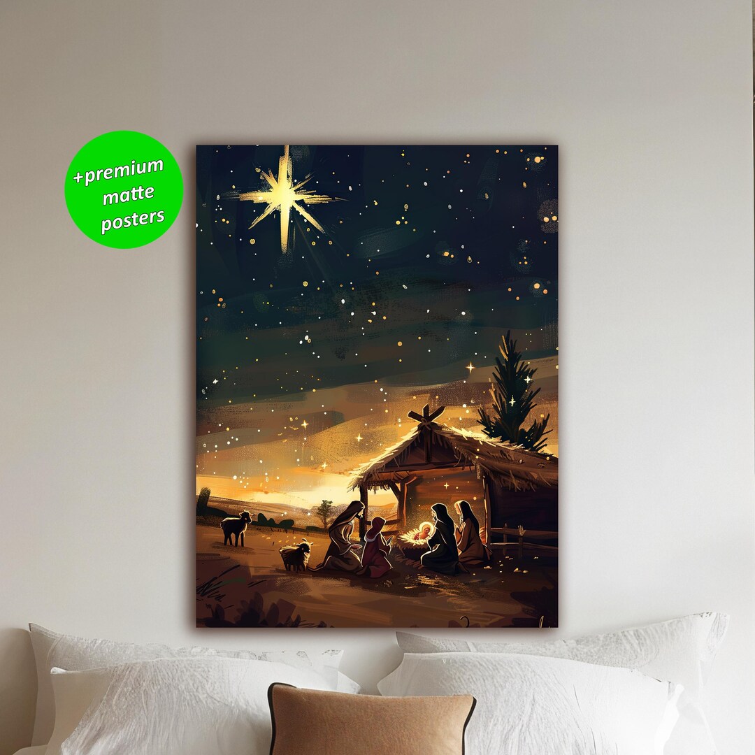 Nativity Scene Star of Bethlehem Matte Vertical Poster | Holy Family ...