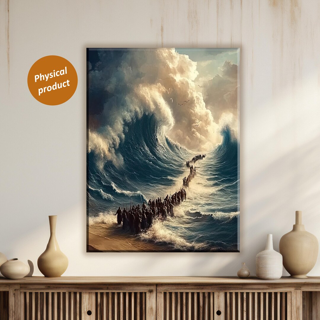 Moses Separating Ocean Canvas Art: Religious Home Decor - Etsy