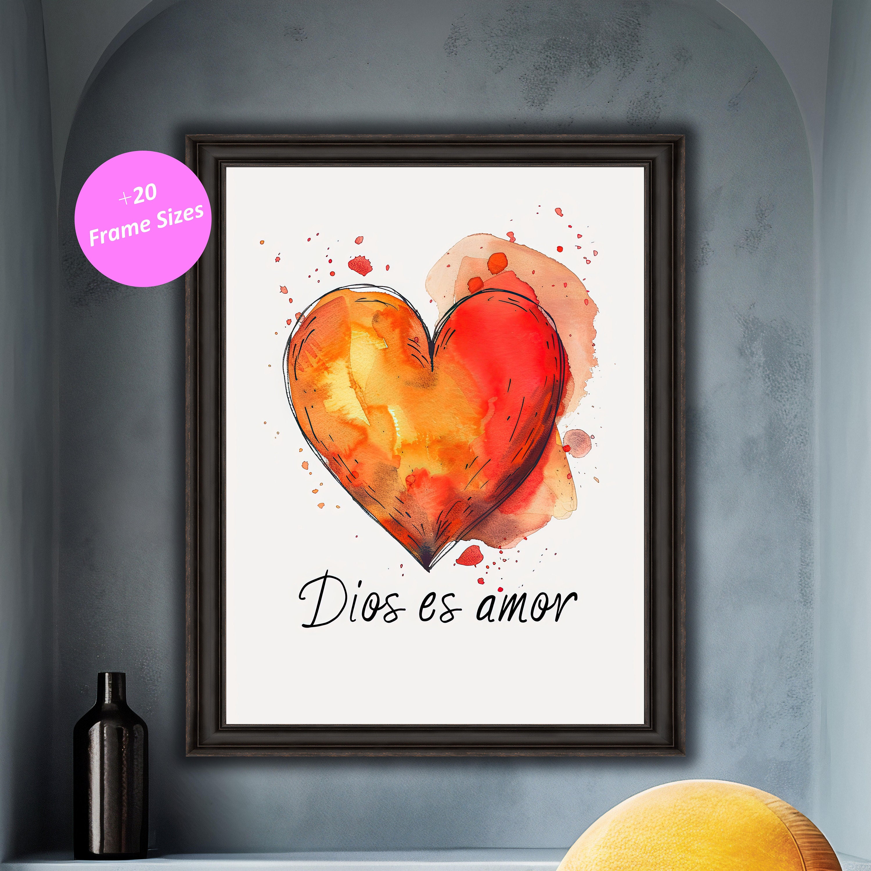 Dios Es Amor Wall Art God is Love Wall Decor Heart Art Print Christian ...