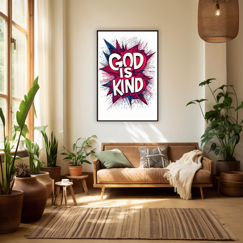 God is Kind Poster, Christian Quote Wall Art, Bible Quote Print ...