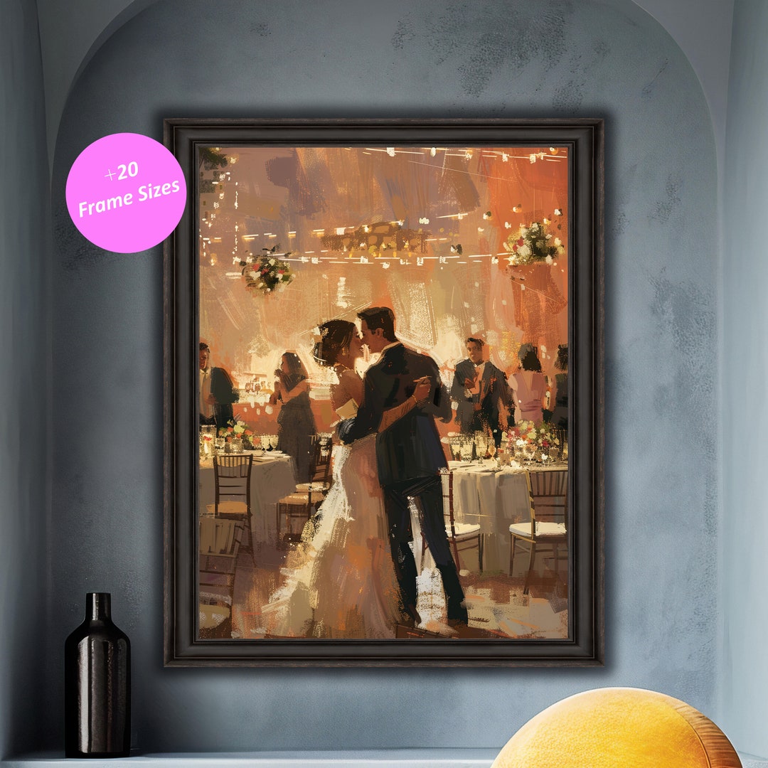 Bride and Groom First Dance Art, Romantic Wedding Reception Print ...