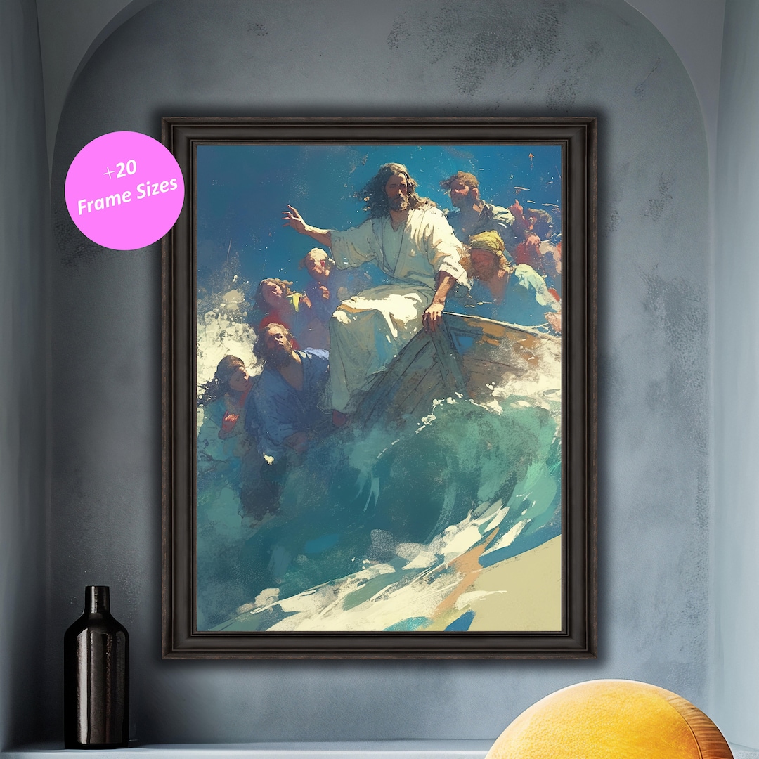 Jesus Calming the Storm Digital Art, Religious Wall Art Printable ...