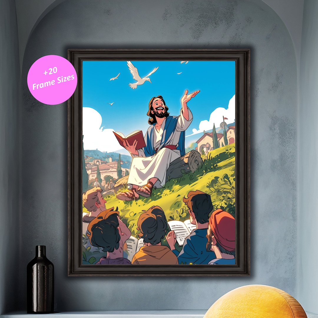 Jesus Preaching Digital Art, Christian Home Decor, Inspiring Faith ...