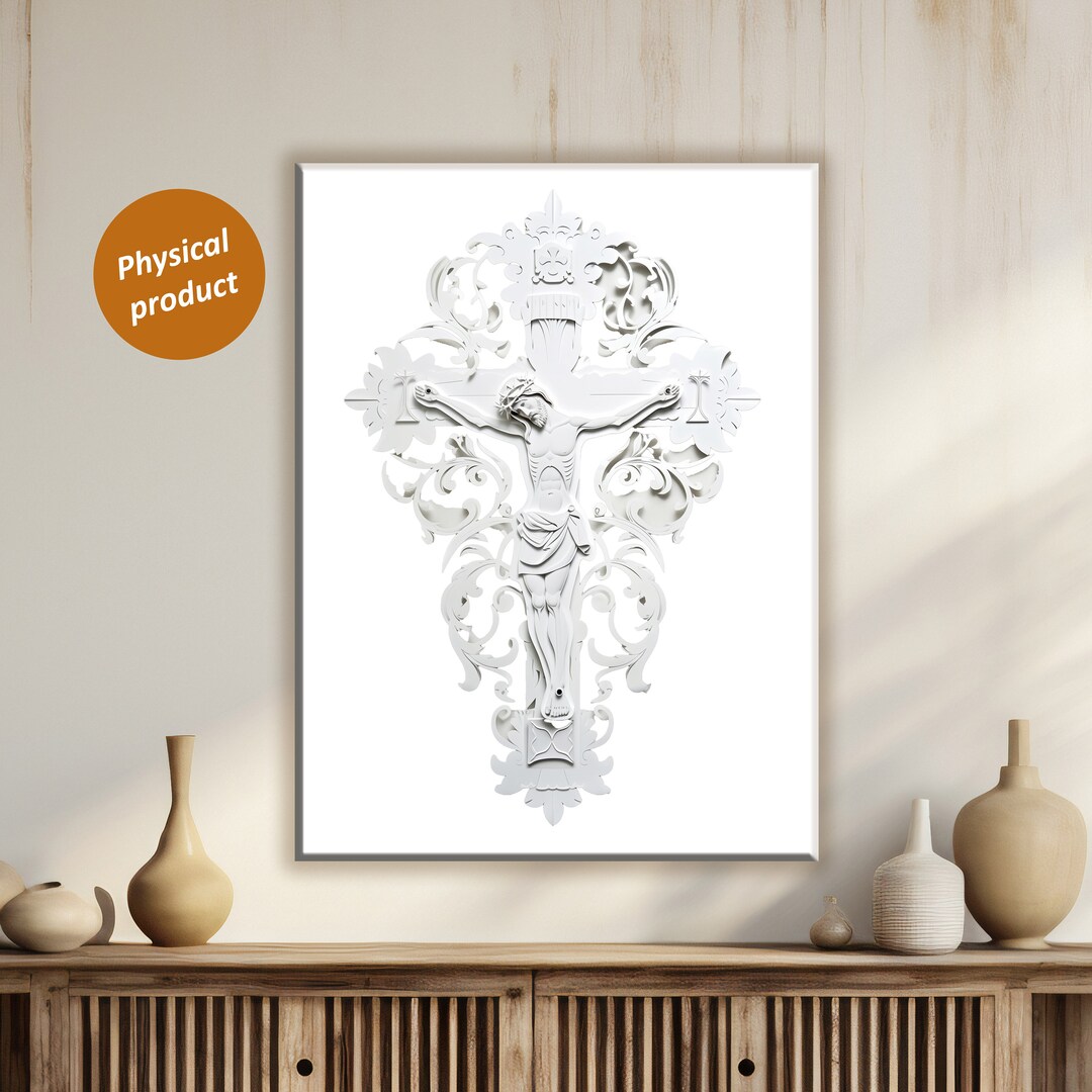 Ornate Jesus Wall Art Jesus on Cross Crucifixion Cross Home Decor Crucifix Print Inspirational ...