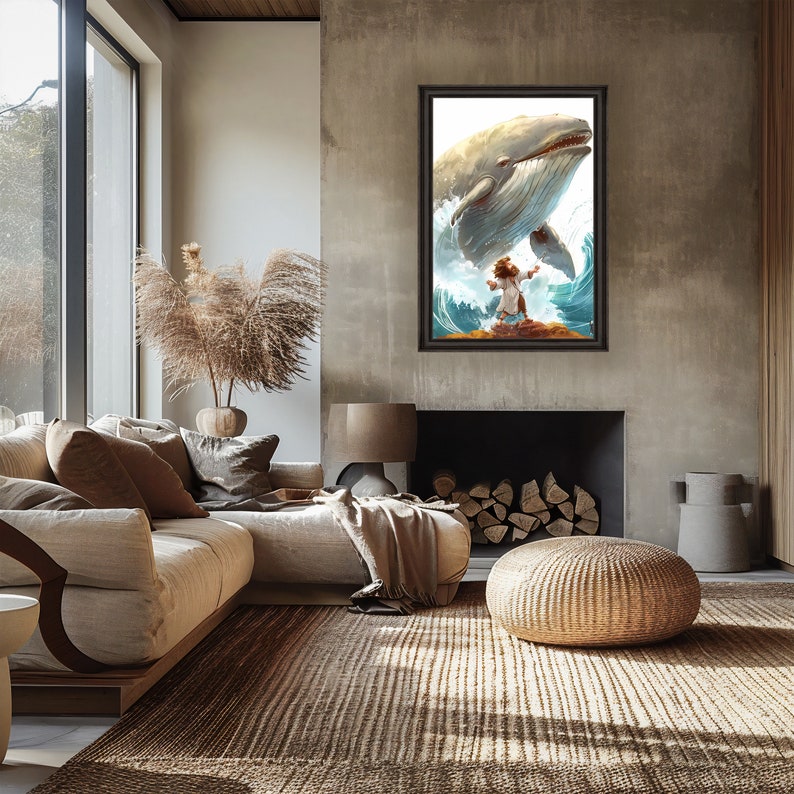 Jonah and the Whale Art Print: Biblical Christian Wall Decor (digital ...